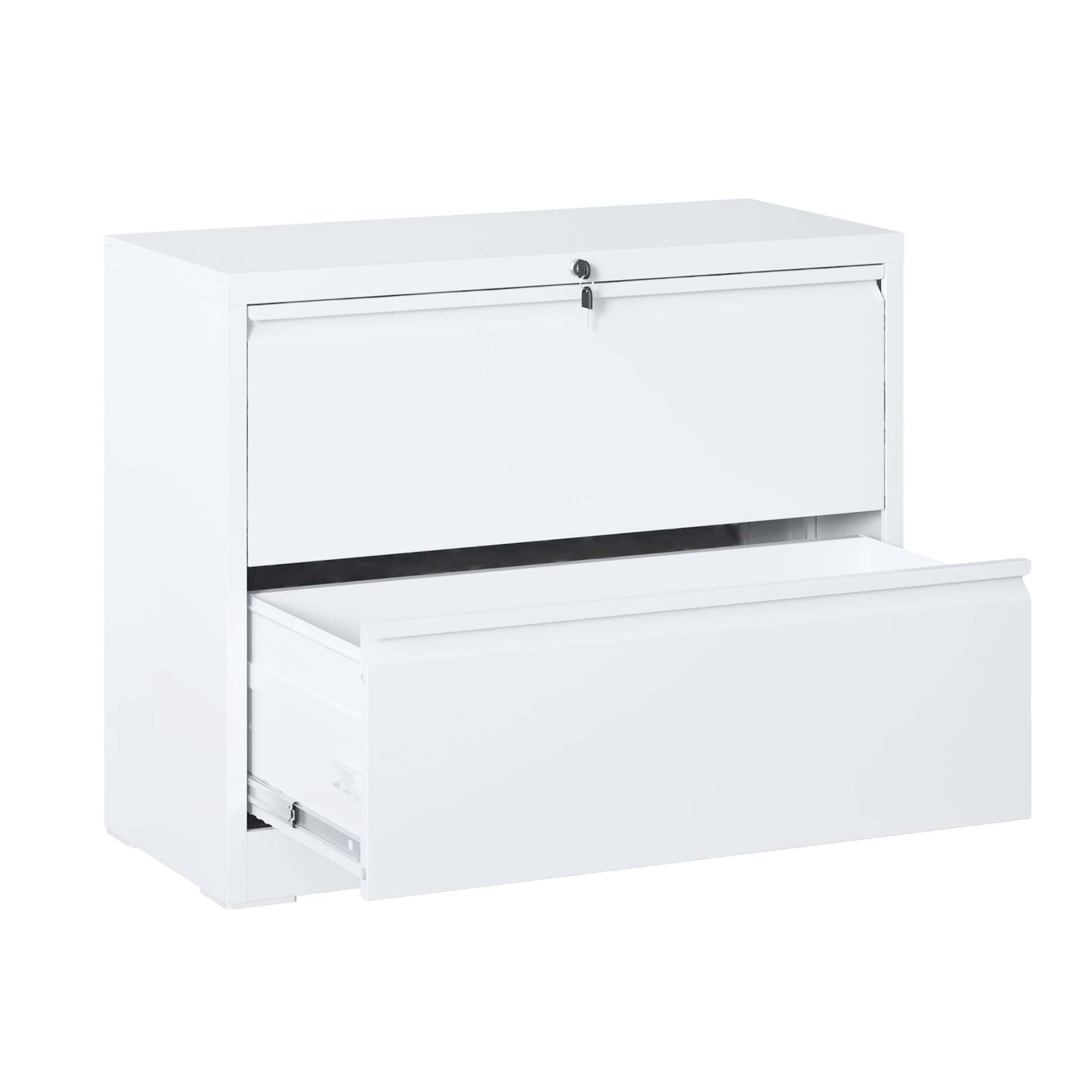 White Metal 2 Drawer Filing Cabinet, Locked For Privacy, Office, Holds ...