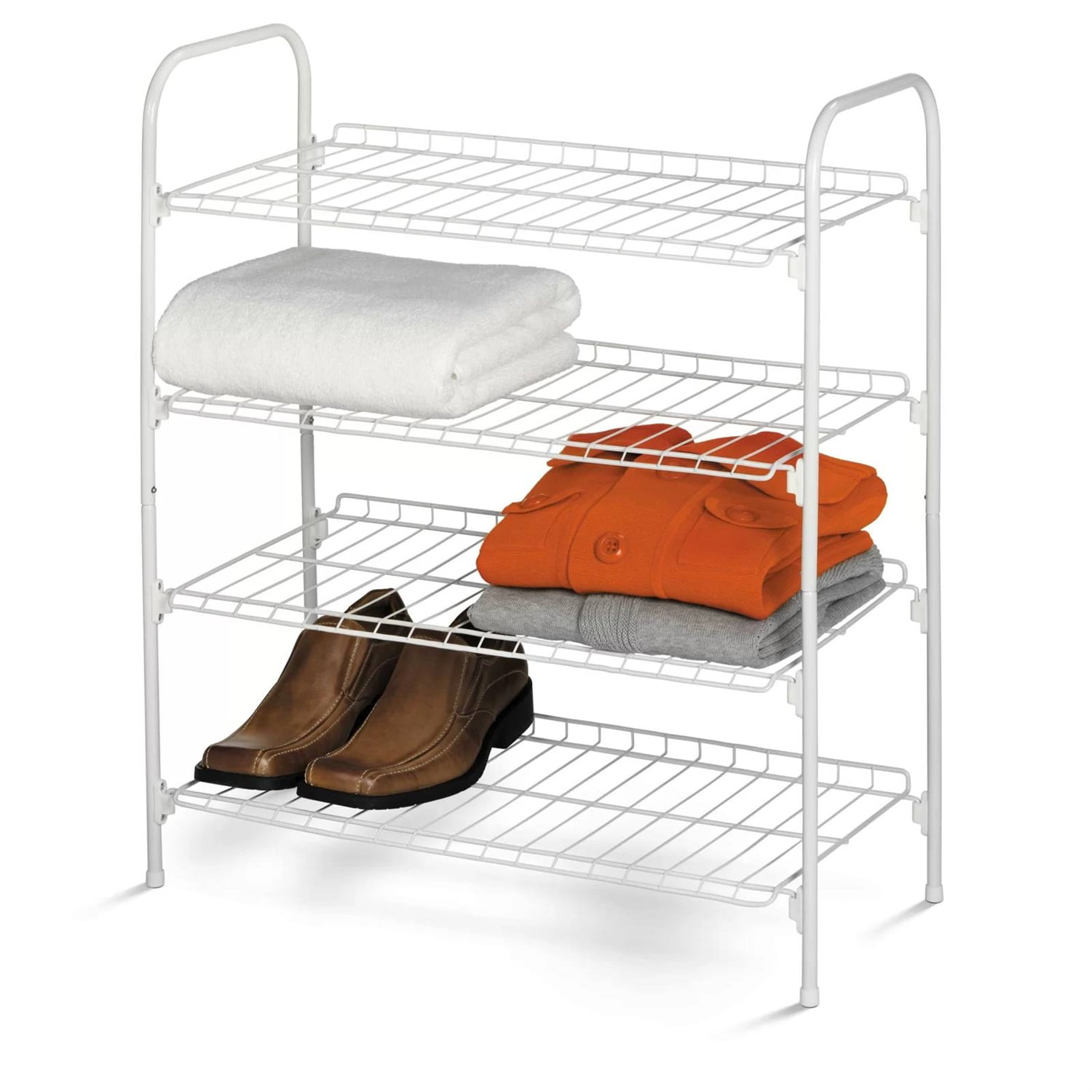 White Metal 4-Shelf Shoe Rack - Holds up to 9 Pair of Shoes - Walmart.com