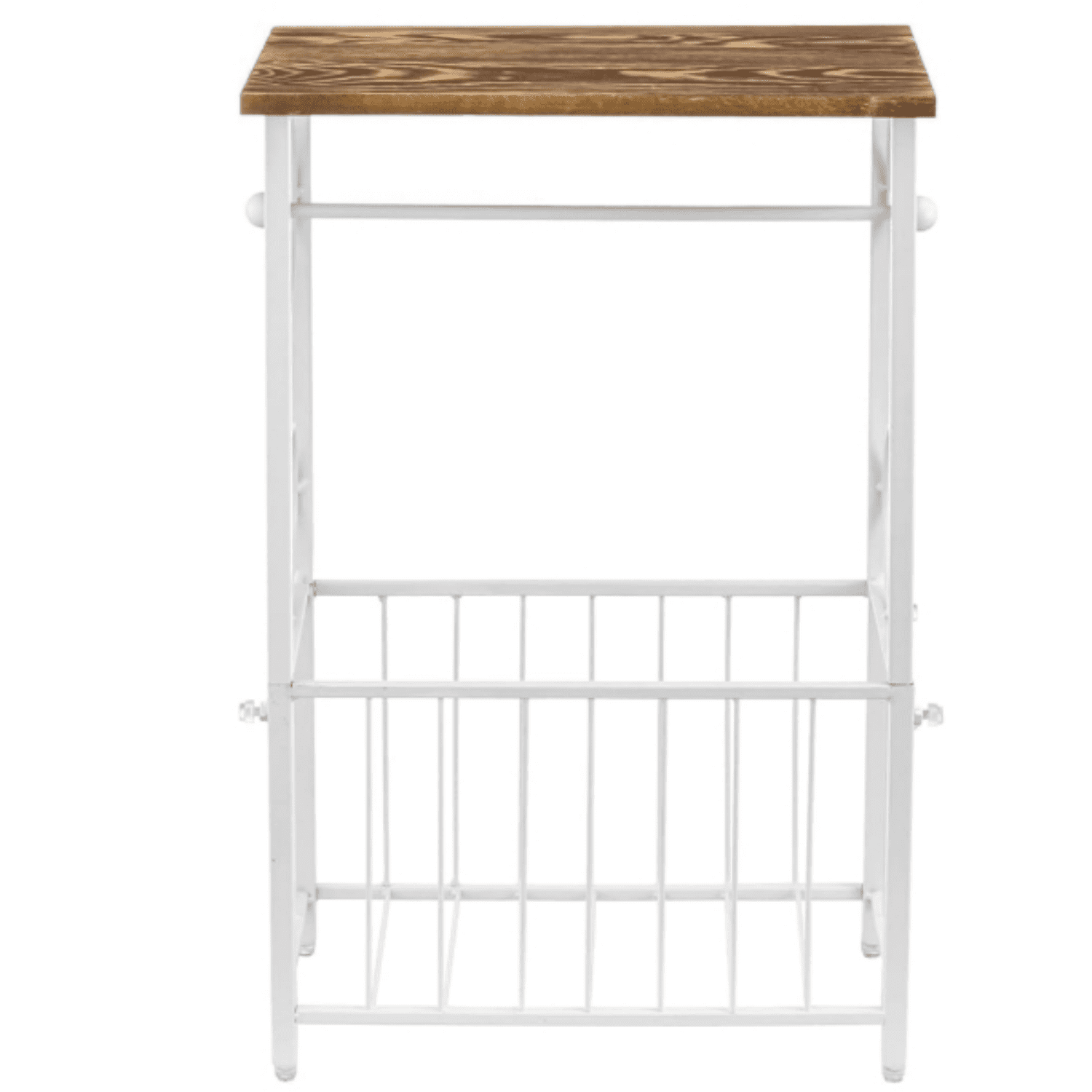 White Metal Bathroom Table Stand Storage Shelf with Dual Toilet Paper ...