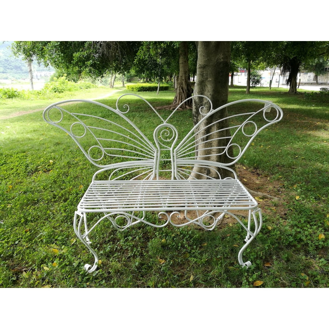 White Metal Butterfly Bench - Walmart.com