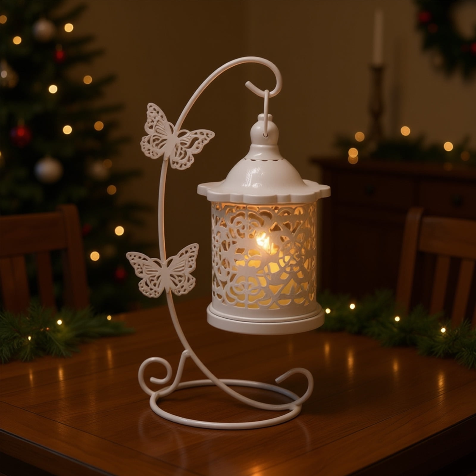 White Metal Candlestick Holder | Modernist Christmas Table Decor ...