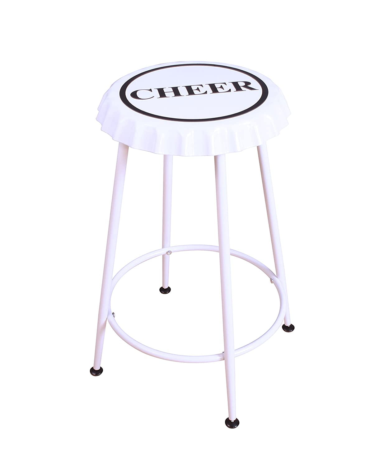 White Metal Cheer Bottle Cap Seat Set of 2 Counter Height Stools ...