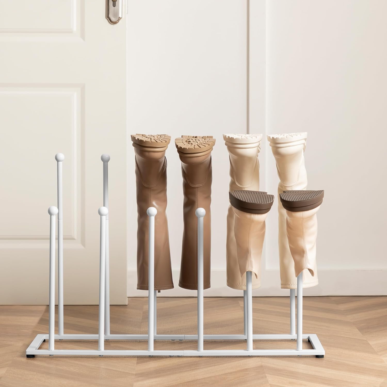 White Metal Free Standing Shoe Racks, Organizer for Boots and Tall ...