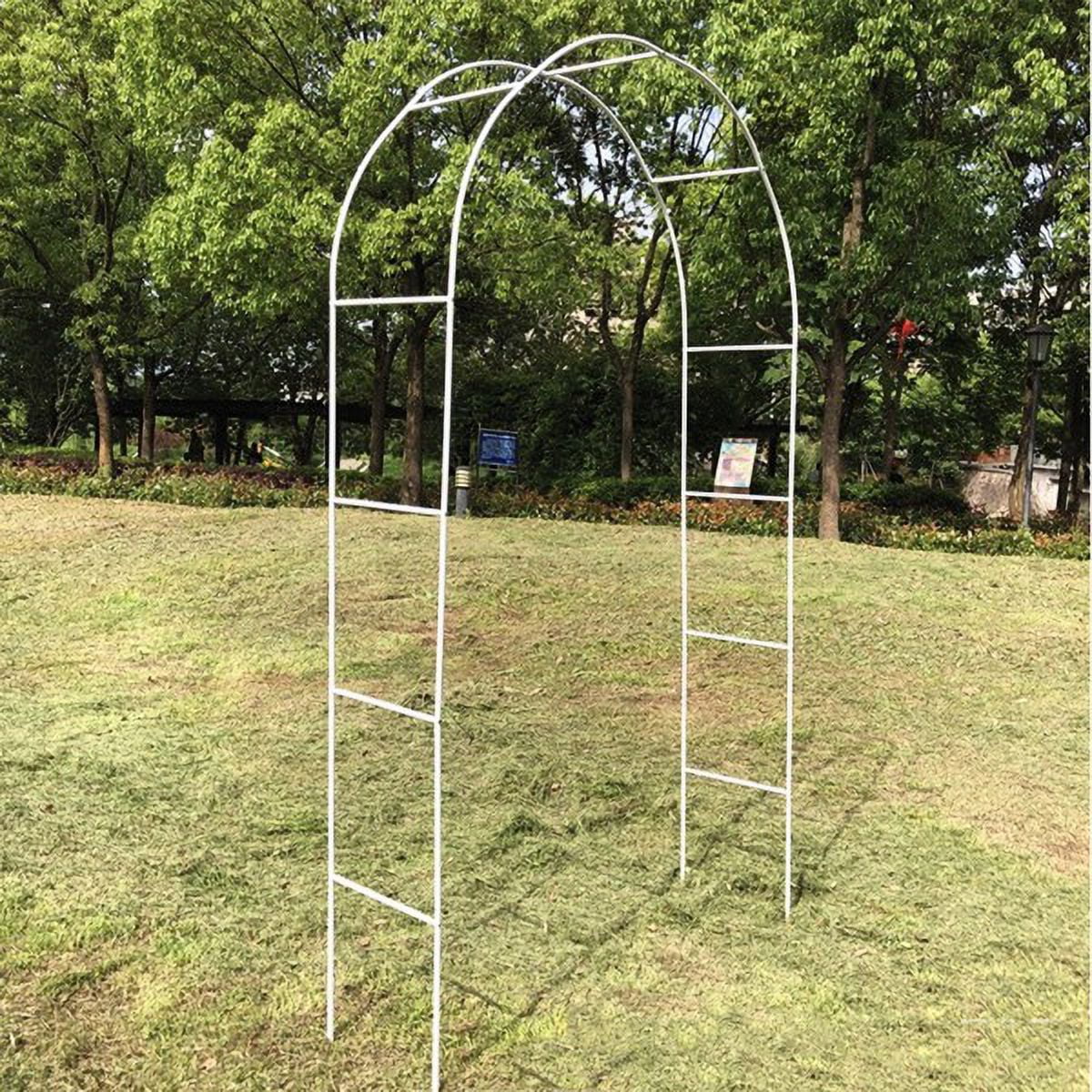 White Metal Garden Arch Trellis, Powder-Coated Rust-Resistant, Arched ...