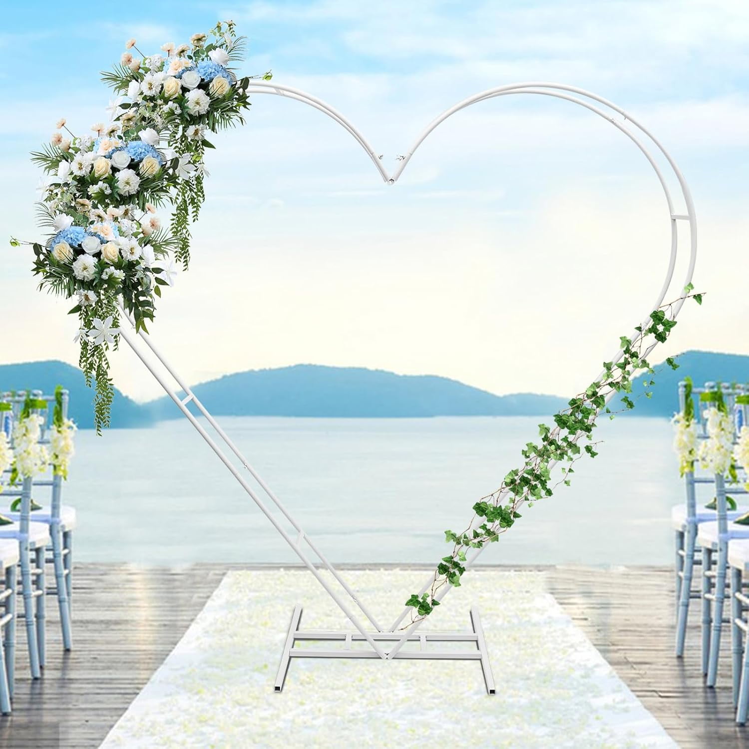 White Metal Garden Arch, Wedding Arch Backdrop Stand, Heart Shape Arch ...