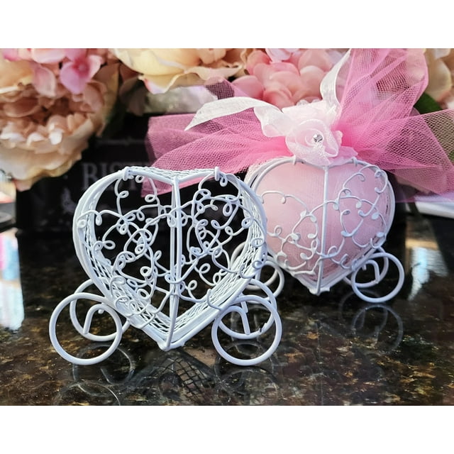 White Metal Heart Shaped Carriage Favor Box ( 12 Pieces) - Walmart.com