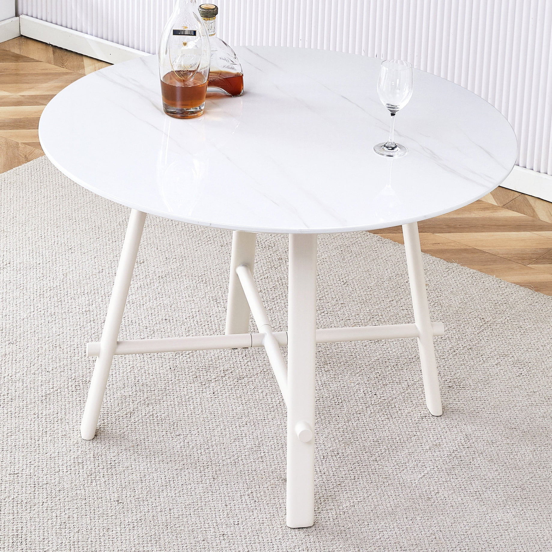 White Metal Legs 42-Inch Round Table+Modern Minimalist Look" - "Restaurant Dining/Conference ...