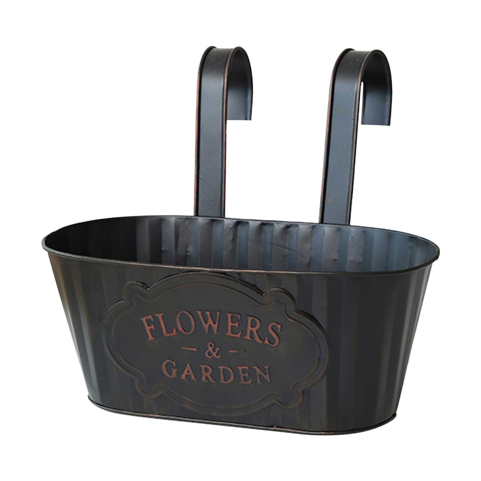 White Metal Railing Planter for Outdoor Plants - Hanging Flower Pots ...