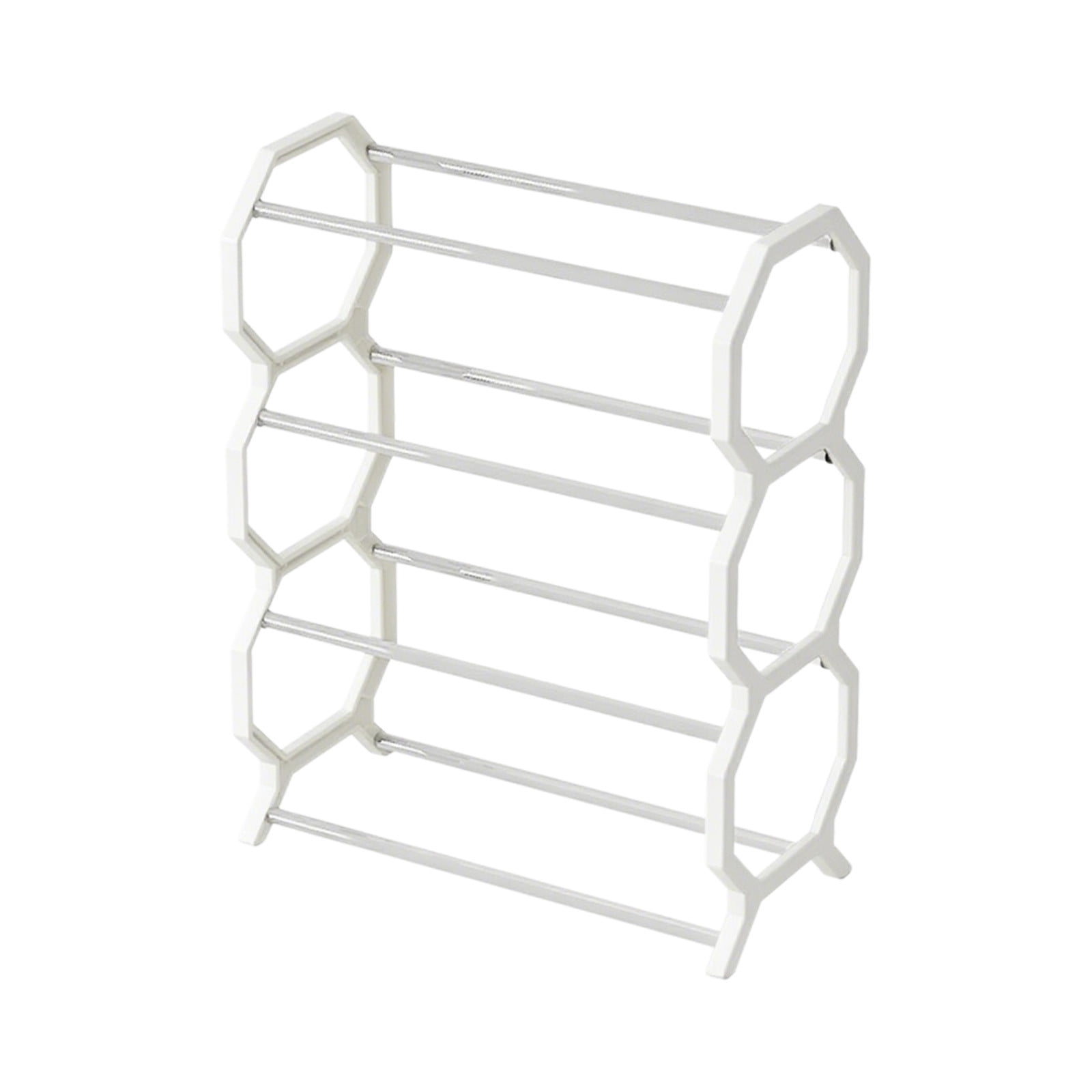 White Metal Shoe Rack 4 Tier Storage Shelf For Closet Dorm Room 53X41 ...
