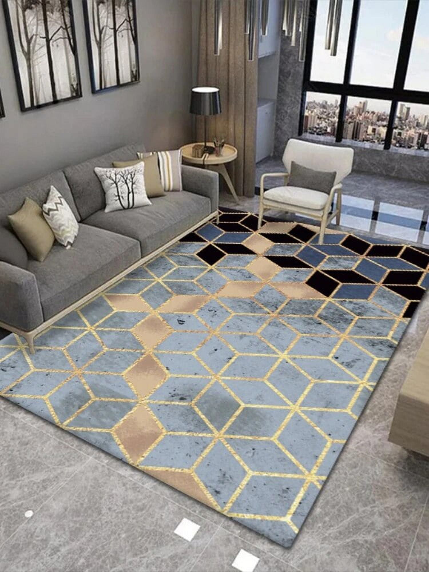 White Metal Splicing Carpet 3D Printed Fashion Rug Carpets for Living ...