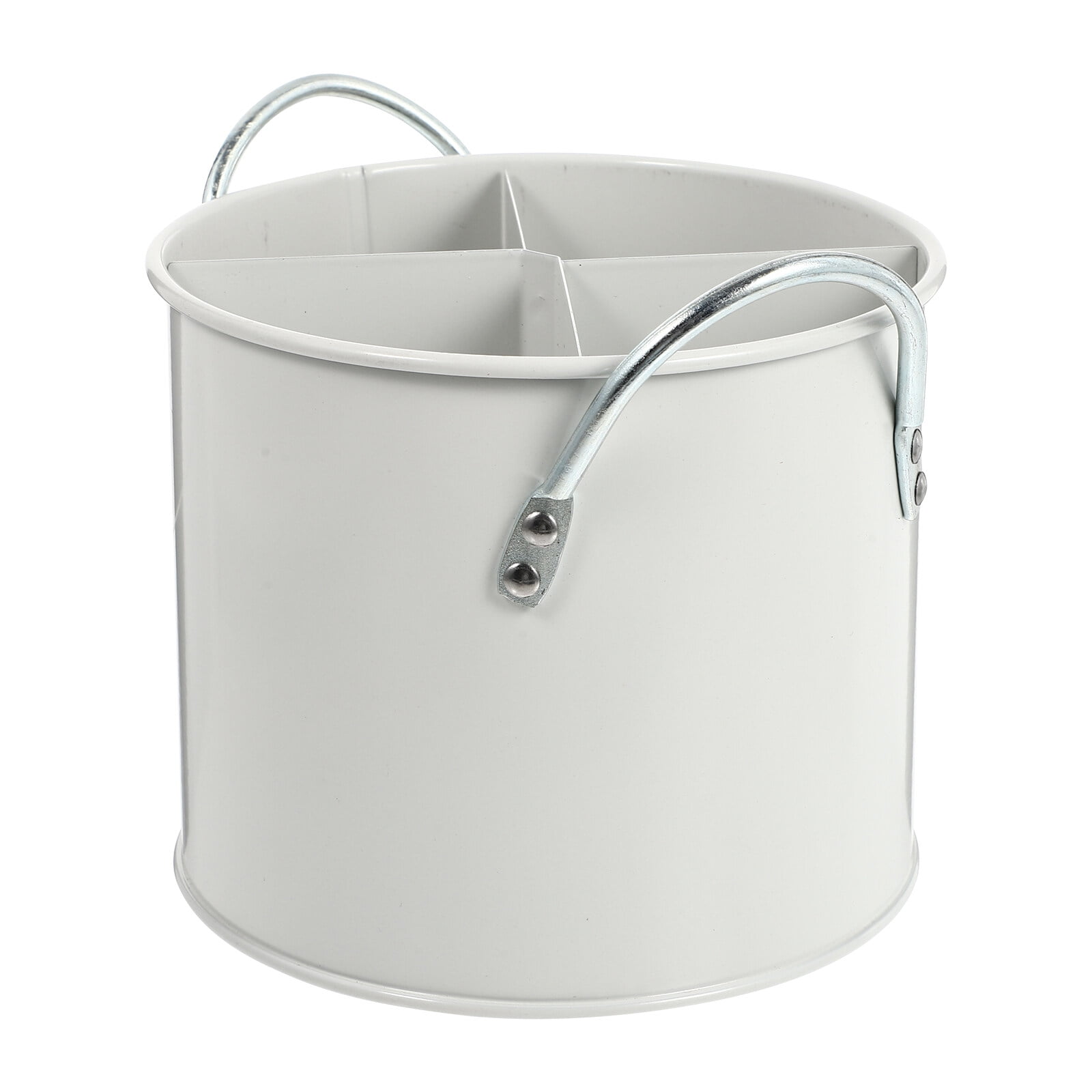 White Metal Storage Tray Rustic Farmhouse Table with Handles Functional ...