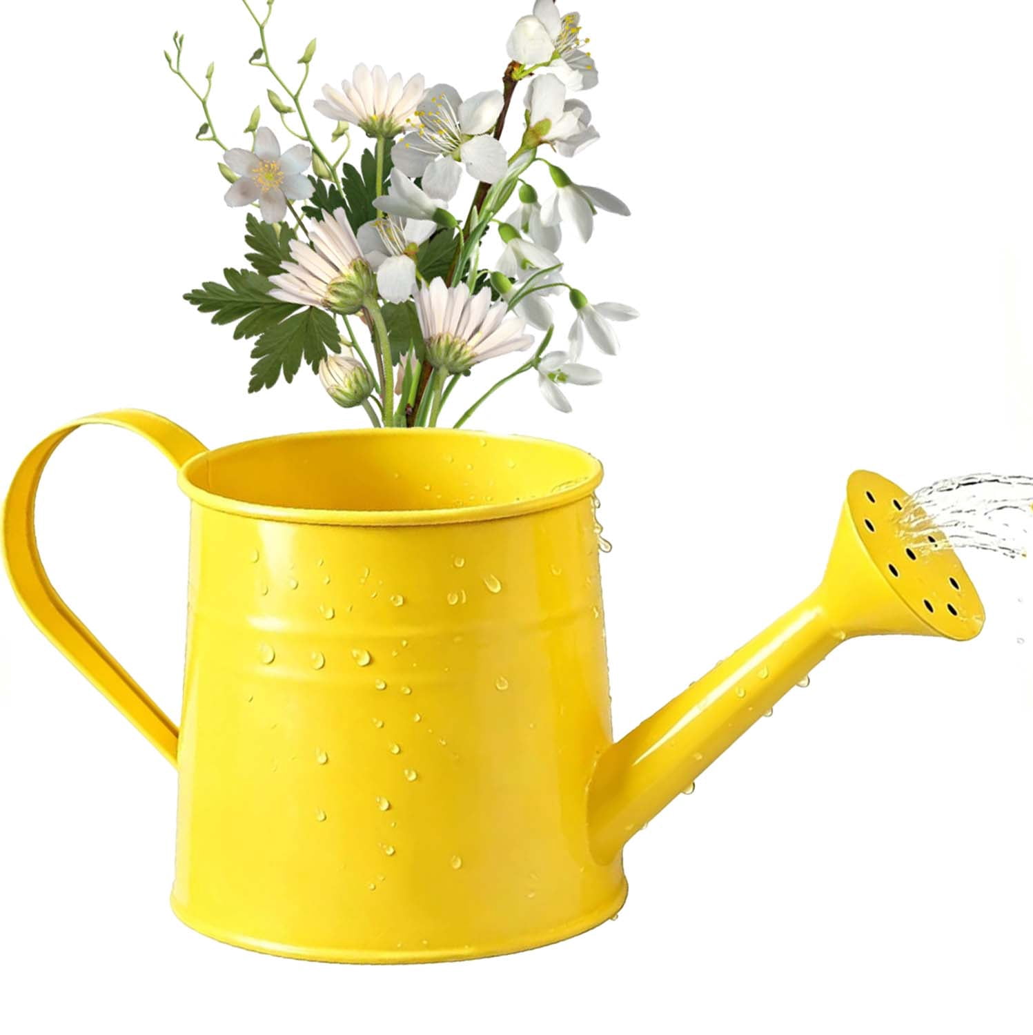 White Metal Watering Can, 1L Tinplate Vintage Sprinkling Kettle, Long ...