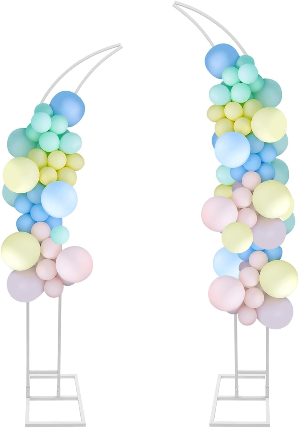 White Metal Wedding Arch Stand,Set of 2 Curved Arch Backdrop Stand ...