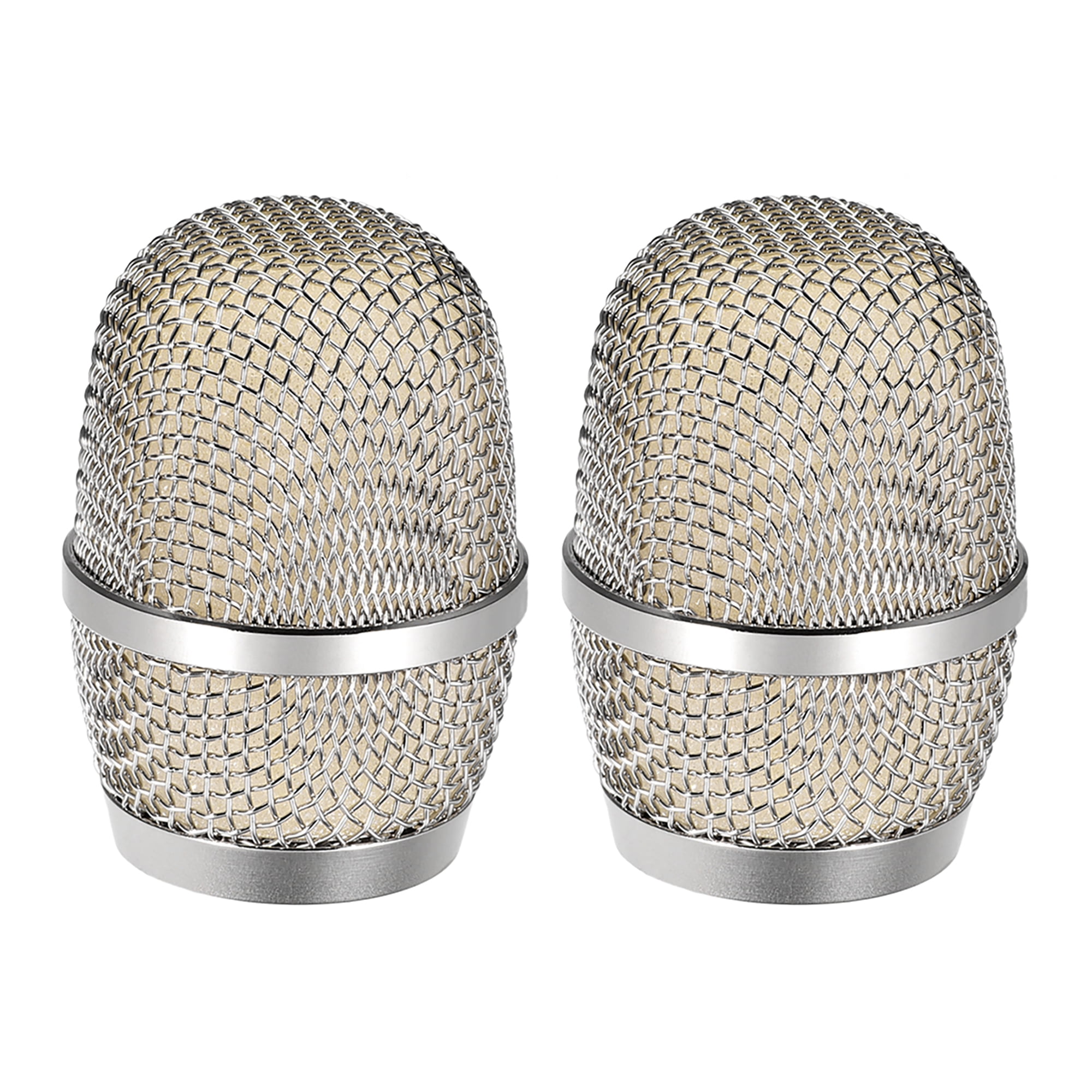 White Microphone Head Mesh Grille 48.3x67mm Round Metal with Interior ...