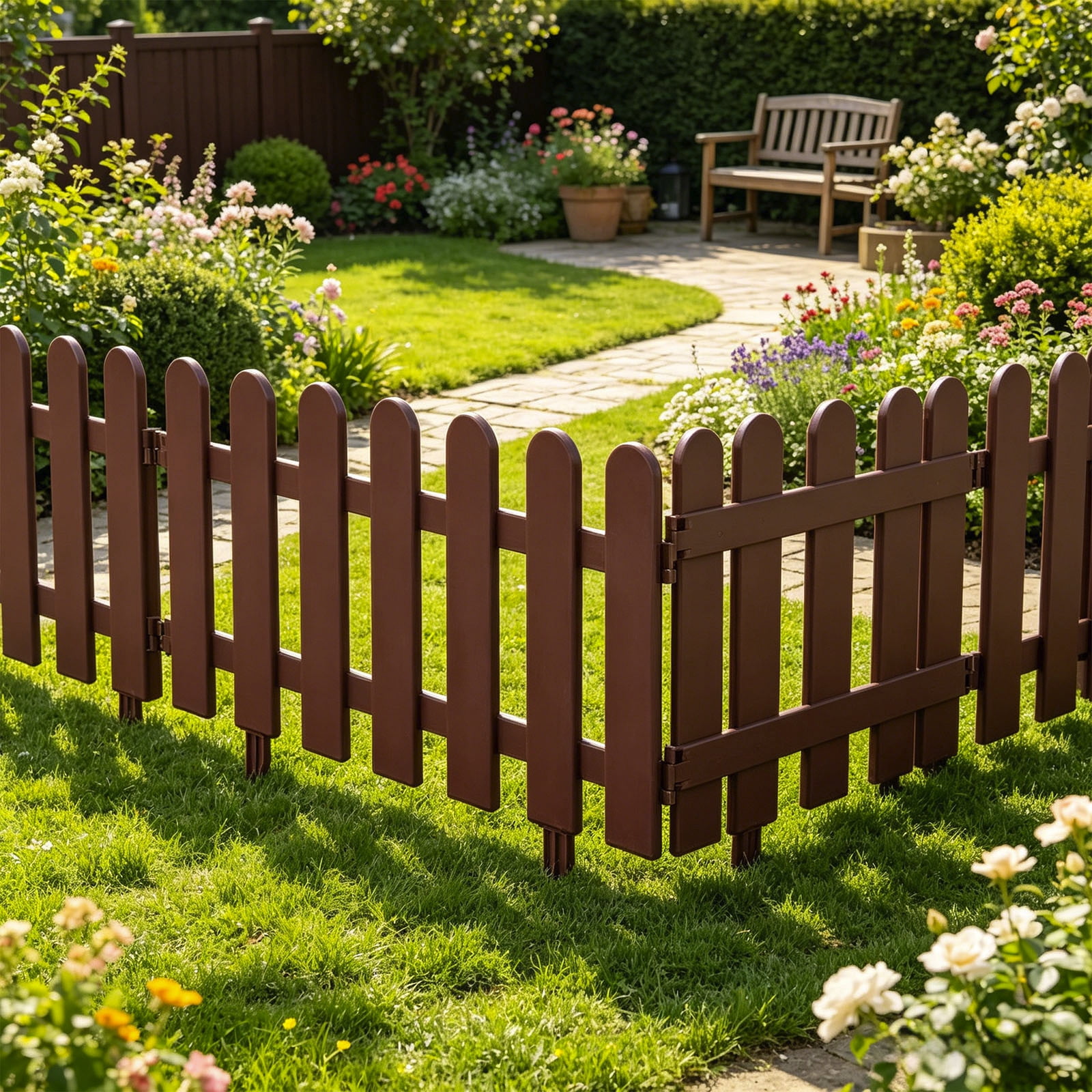 White Mini Garden Fence Plastic Decorative Border for Yard Flower Bed ...