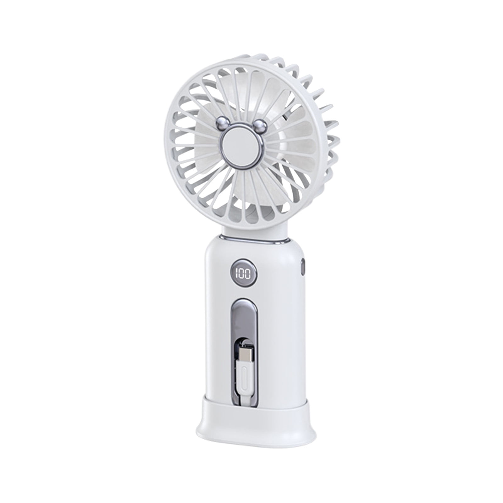White Mini Usb Handheld Fan With 5000Mah Battery Power Bank Digital ...
