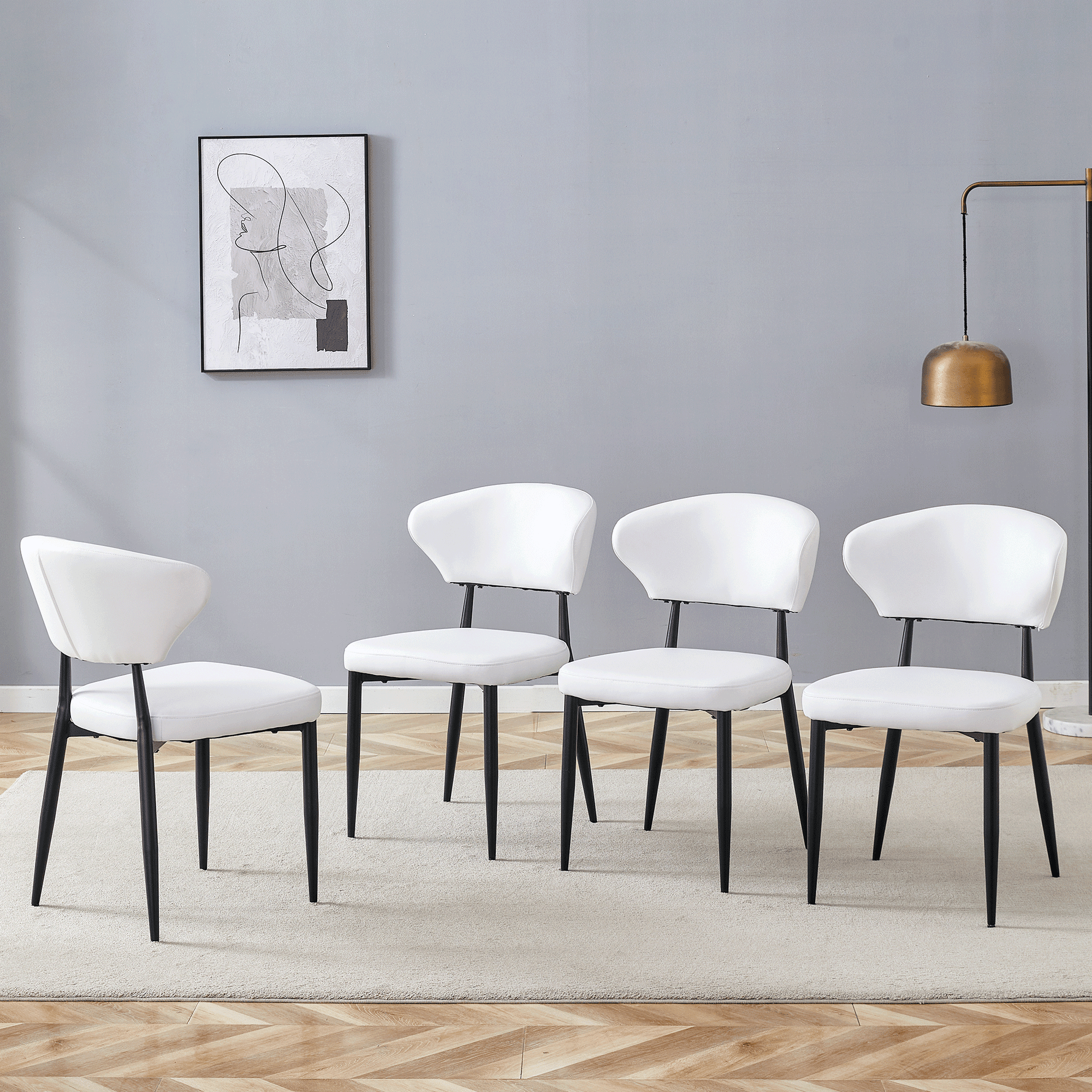White Minimalist Ergonomic Dining Chair, With A Curved Backrest For ...