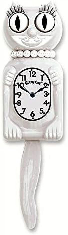 White Miss Kitty Cat Clock (3/4 Size) 12.75" Small Version Retro Style ...