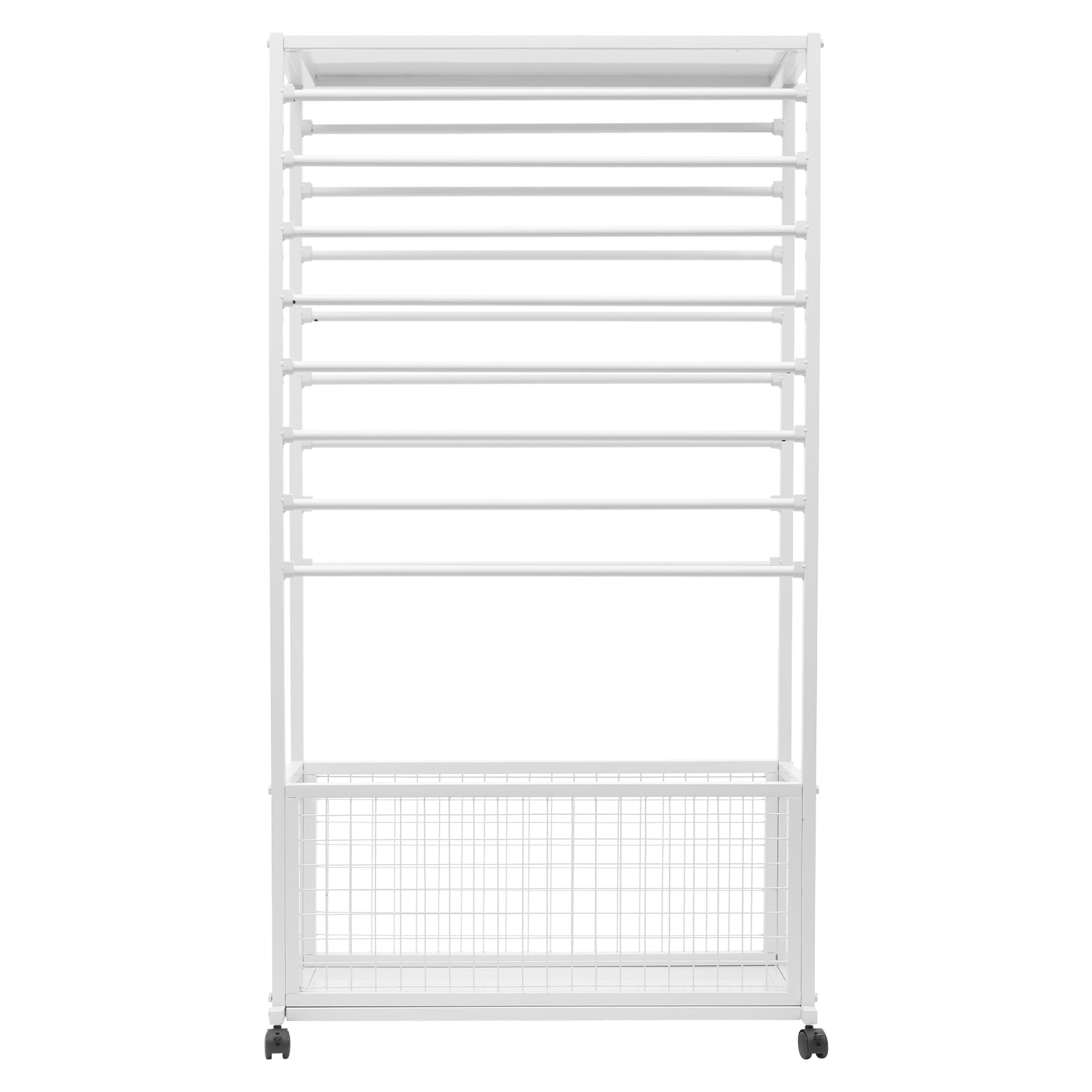 White Mobile Ribbon Holder Organizer Rack, 16 Rods, Locking Wheels, 59 ...