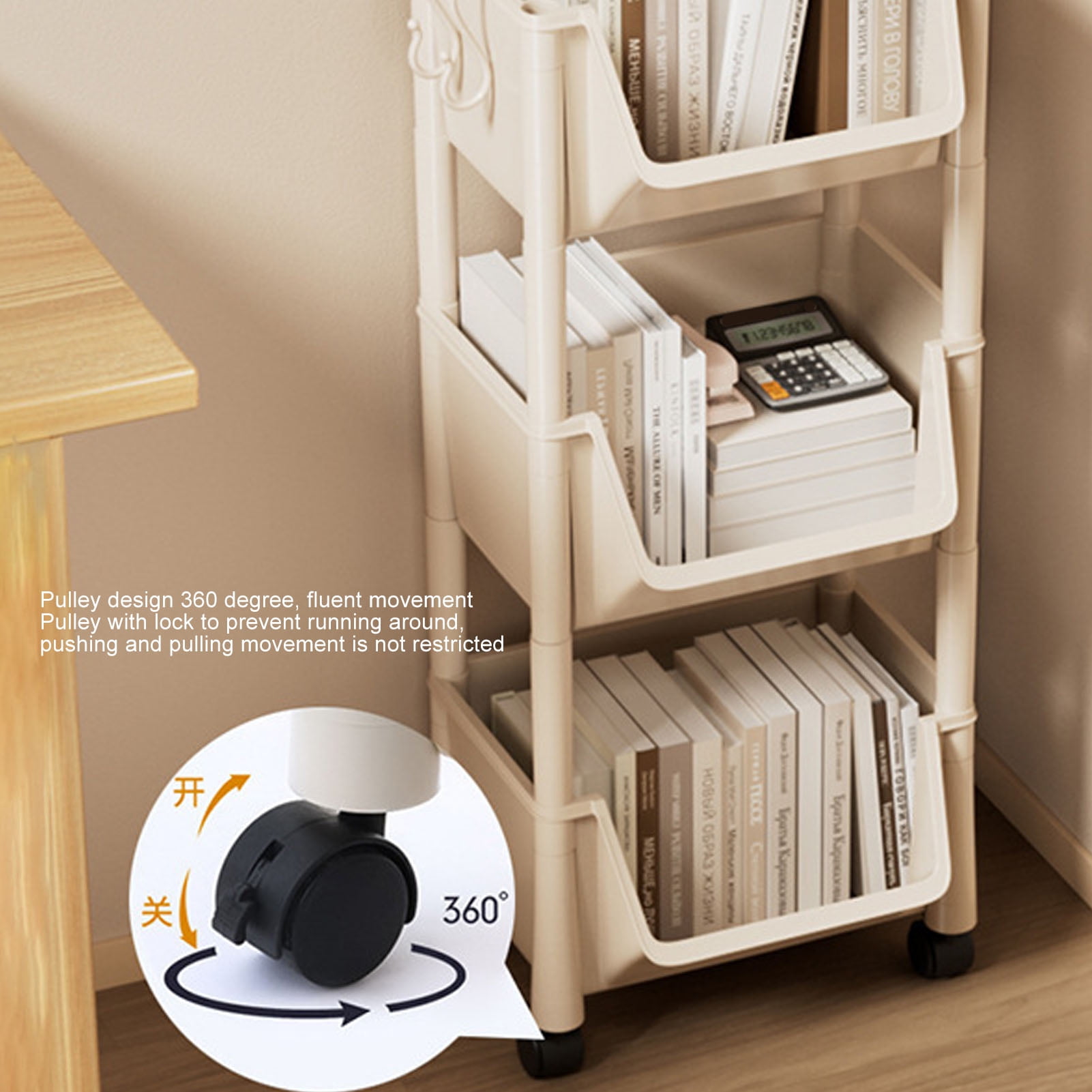 White Mobile Utility Cart With Wheels 2-Tier Rolling Storage Organizer ...