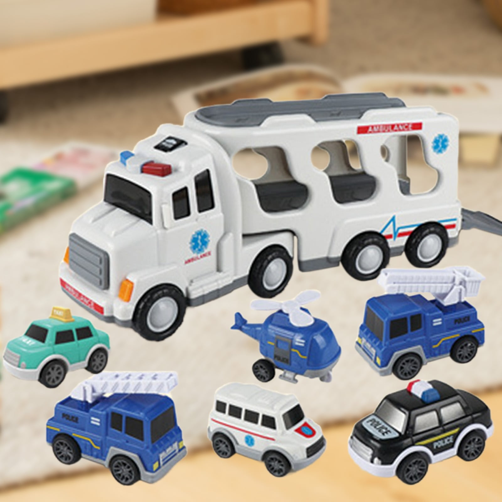 White Model Car Engineering Car Toy Set For Children Boys And Girls ...