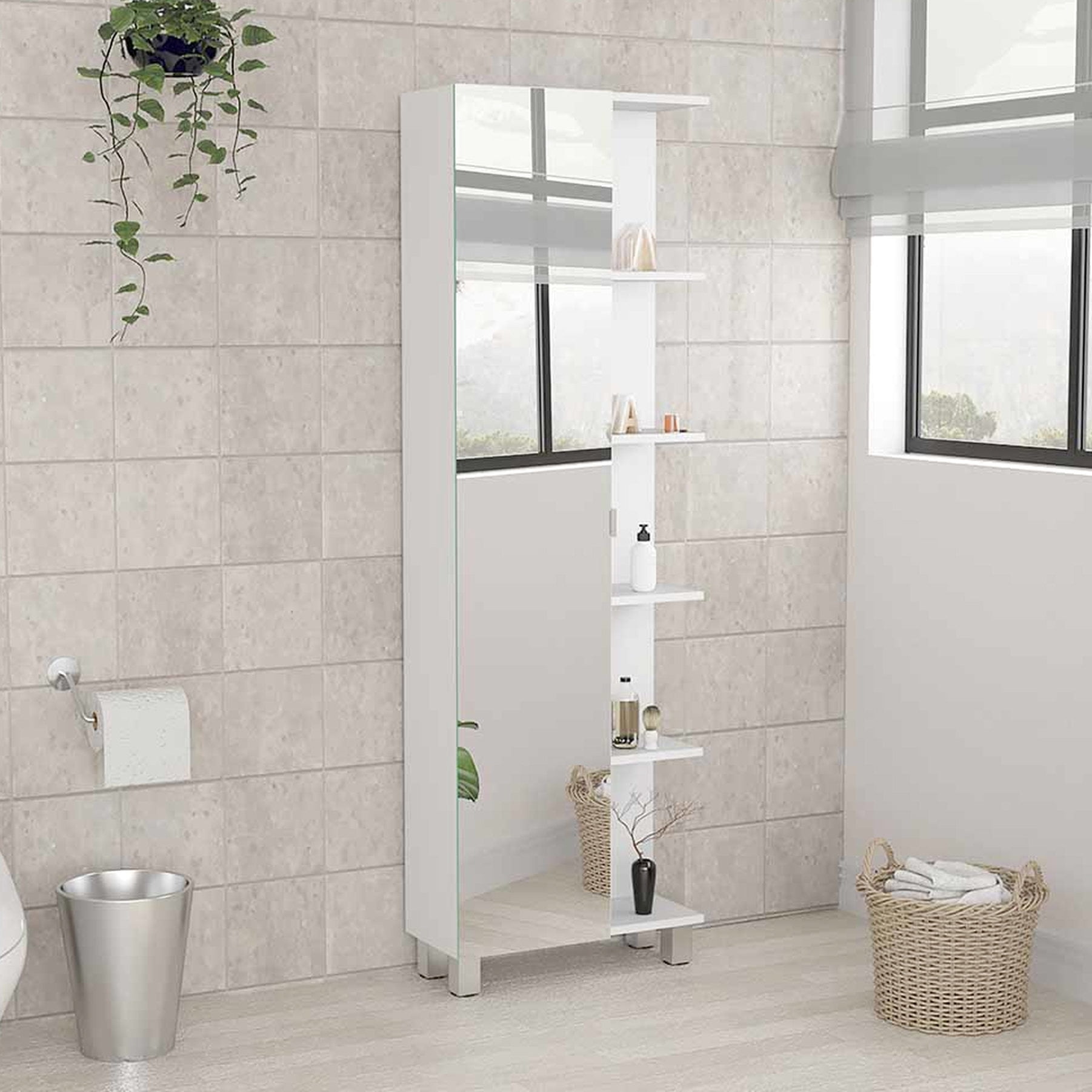 White Modern Design - Five External Shelves for Quick Access - Bedroom ...