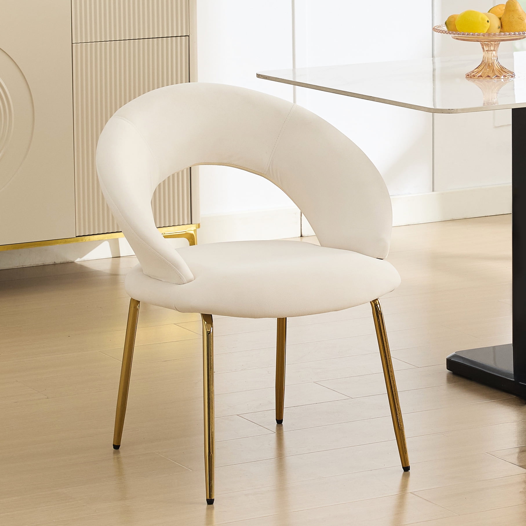 White Modern Dining Chair | Ergonomic Design for Dining Room | Velvet ...