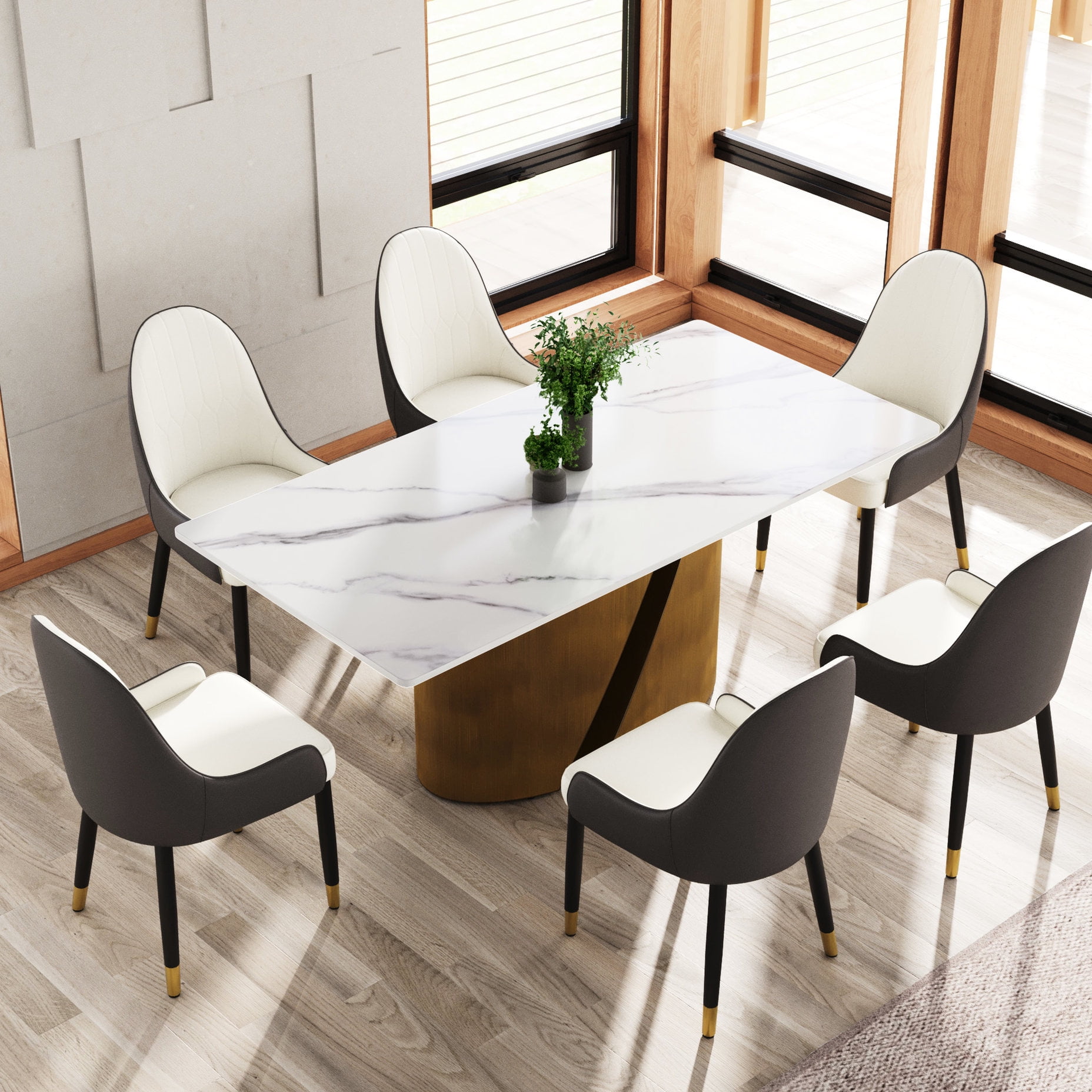 White Modern Dining Table | Can Seat Many Diners | Sintered Stone and ...