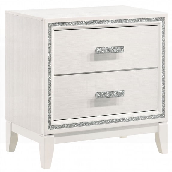 White Modern Glam 2-Drawer Nightstand with Dovetail Drawers - Walmart.com