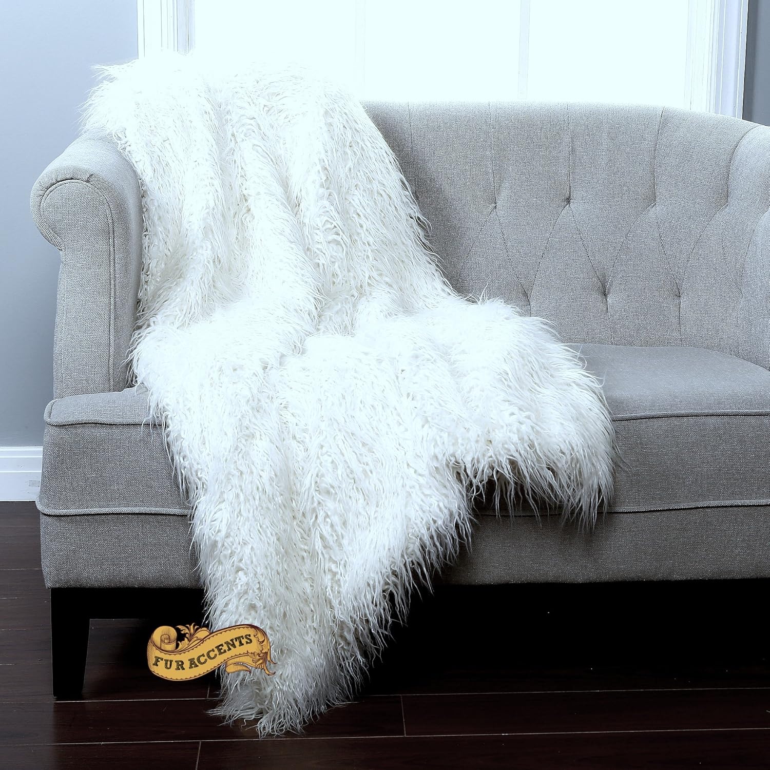 White Mongolian Sheepskin Throw Blanket Luxury Faux Fur Shag Minky ...