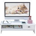 White Monitor Stand, Monitor Riser for Desk & Laptop, Computer Stand ...