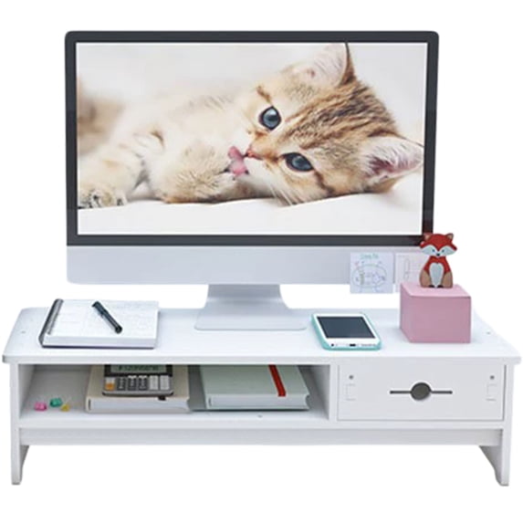 White Monitor Stand, Monitor Riser for Desk & Laptop, Computer Stand ...