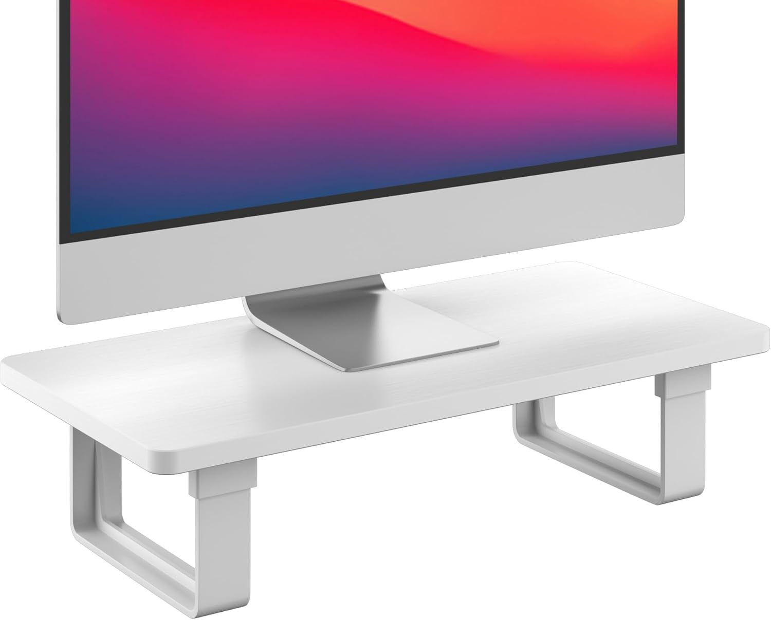 White Monitor Stand Riser with 50 LB Capacity, Stable Wood Computer ...