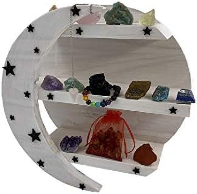 White Moon Shelf, Essential Oil Shelf, Moon Wall Decor, Crystal Display ...
