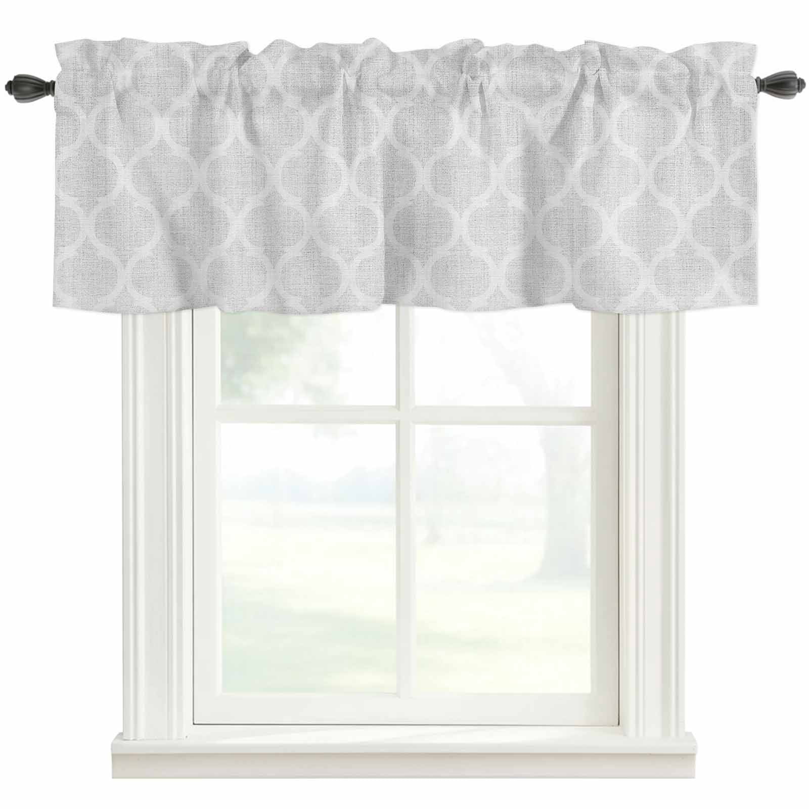 White Moroccan Farmhouse Short Window Curtain Valances, Boho Morocco ...