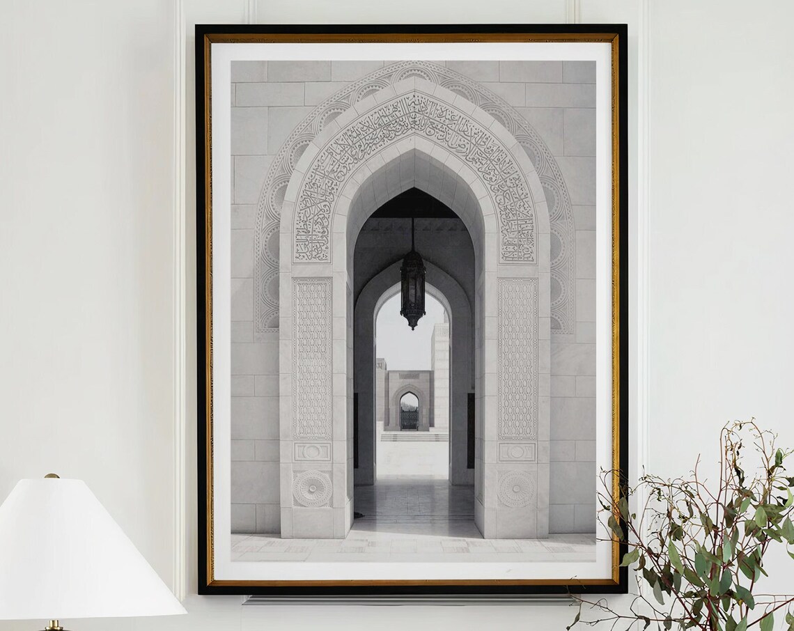 White Mosque Art Print, Islamic Wall Art Muslim Architecture Poster ...
