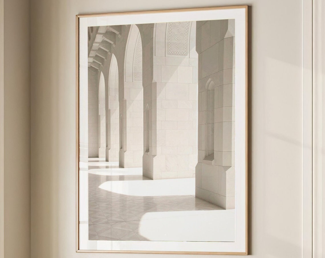White Mosque Art Print, Islamic Wall Art Muslim Architecture Poster ...