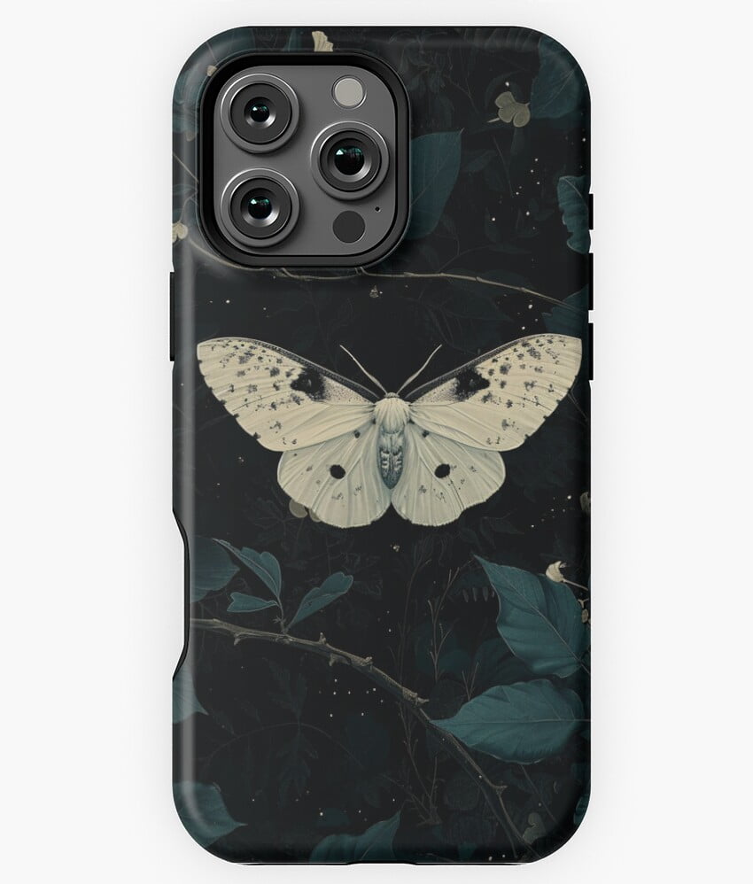 White Moth Dark Cottagecore Academia N5685 Phone Case for iPhone 17 16 ...