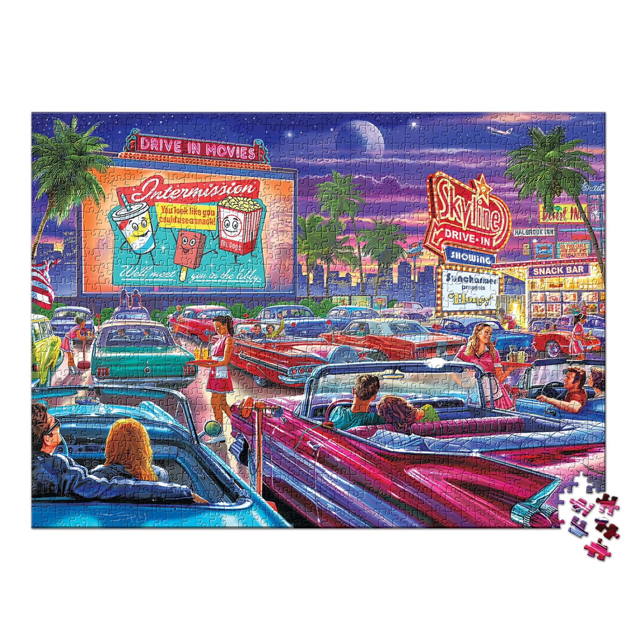 White Mountain Puzzles Drive-in Movie - 1000 Piece Jigsaw Puzzle ...