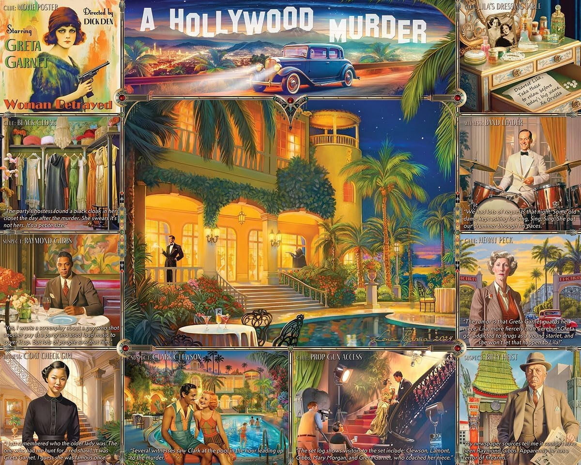 White Mountain Puzzles Hollywood Murder Mystery AD01 1000 Piece Jigsaw ...