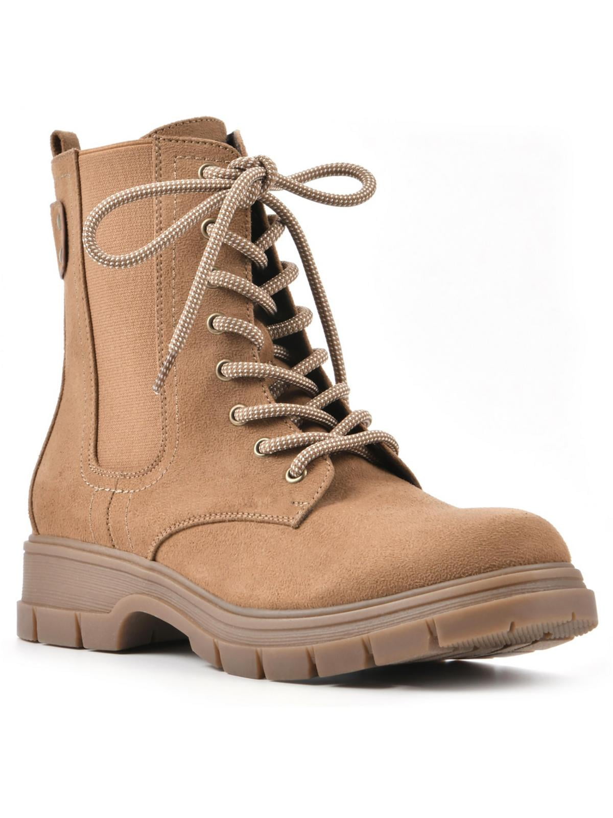 White Mountain Womens Chevy Leather Pull On Combat & Lace-up Boots ...