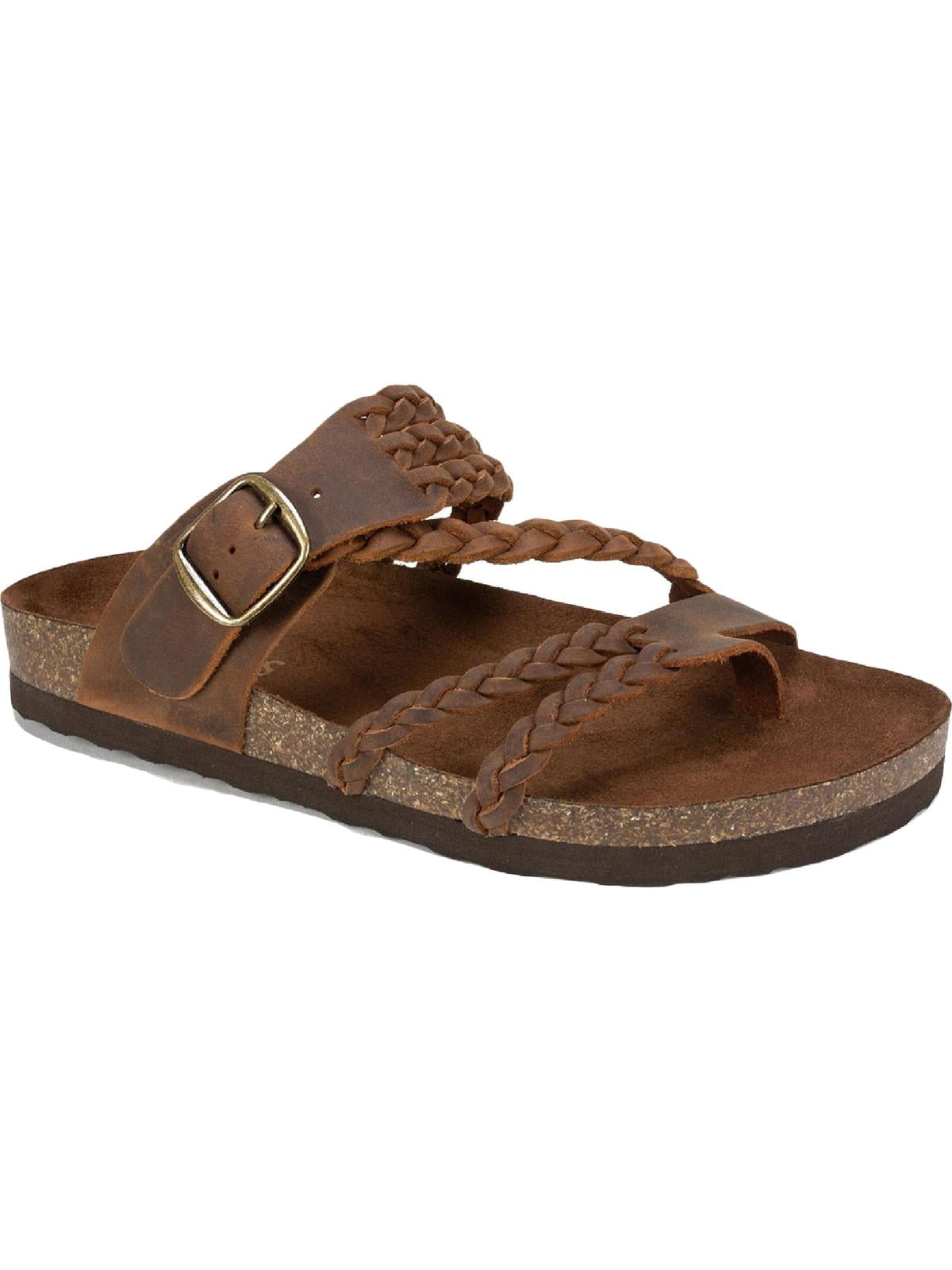 White Mountain Womens Hayleigh Braided Leather Footbed Sandals ...