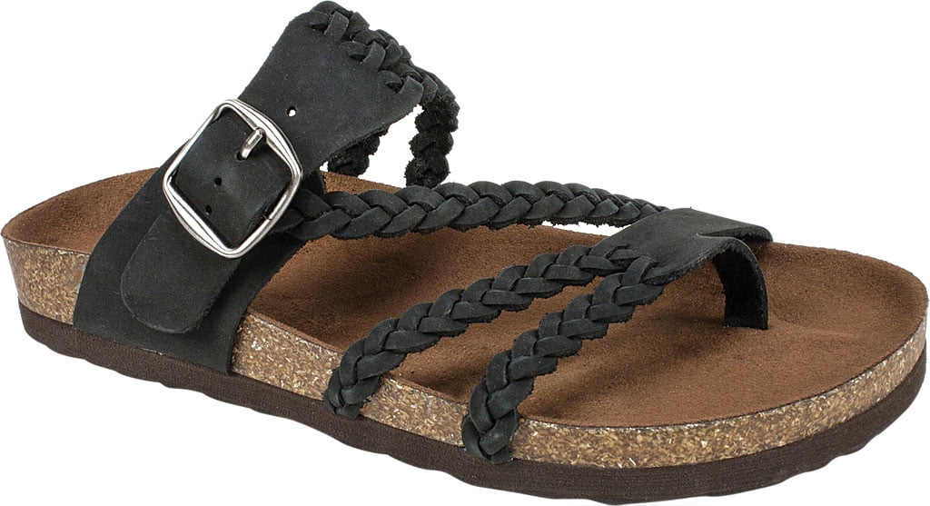 White Mountain Womens Hayleigh Leather Braided Footbed Sandals ...
