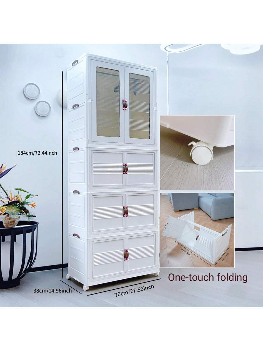 White Multi-Drawer Folding Storage Cabinet with Wheels - Free 10 ...