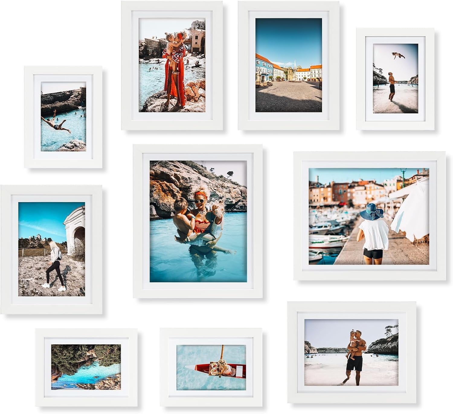 White Multi-Picture Frames with Mat for Multiple Sizes Photos: Four 4x6 ...