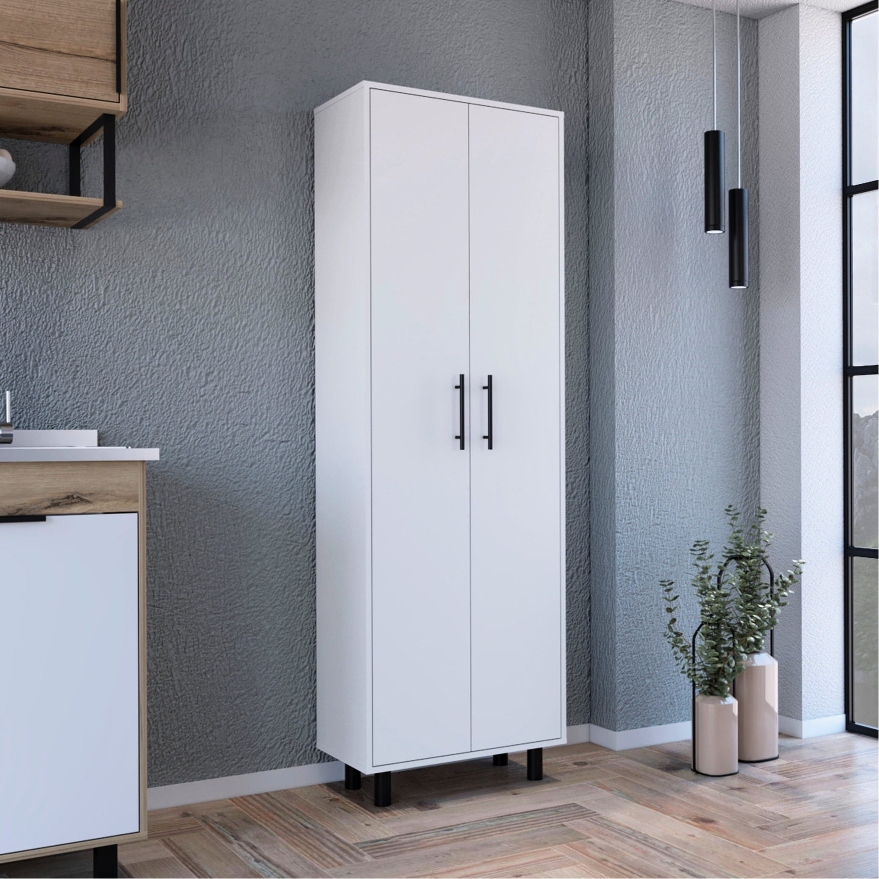 White Multishelf - Two - Door Storage - Bathroom Placement - Keep Items ...