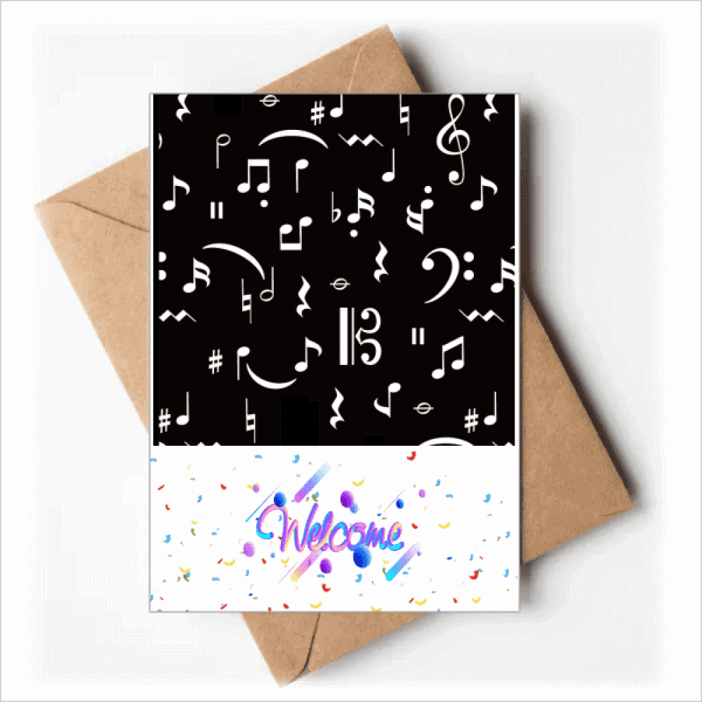 White Music Bar And Notes Black Welcome Back Greeting Cards Envelopes ...