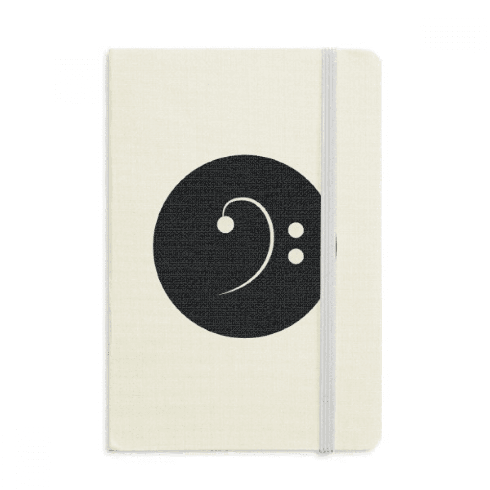 White Music Bass Clef Black Notebook Fabric Hard Cover Classic Journal ...