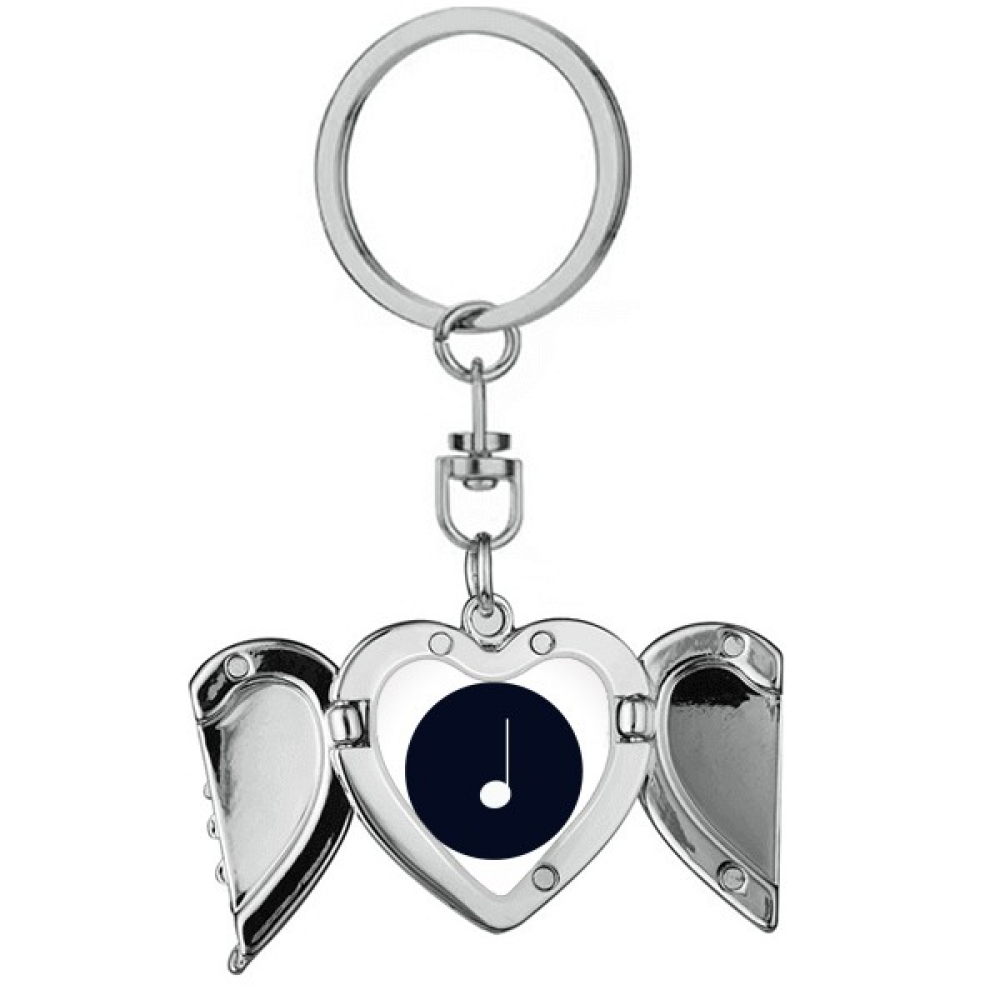 White Music Crotchet Notes Black Heart Angel Wing Key Chain Holder ...