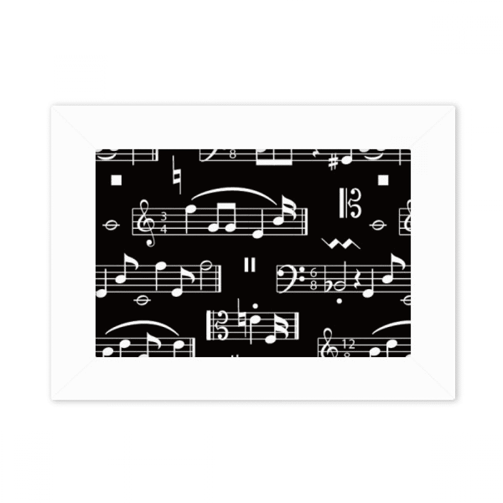 White Music Notes Bar Black Photo Mount Frame Picture Art Painting ...